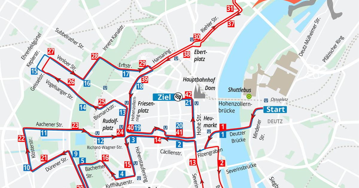 Köln Marathon: Alles zu Sperrungen, Streckenverlauf und Anfahrt ...